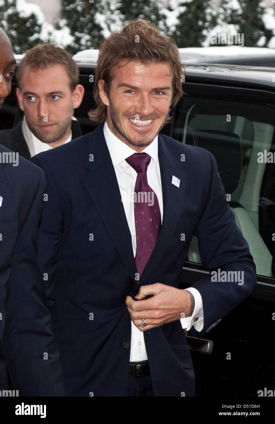 Soccer player David Beckham arrives with the English delegation at the ...