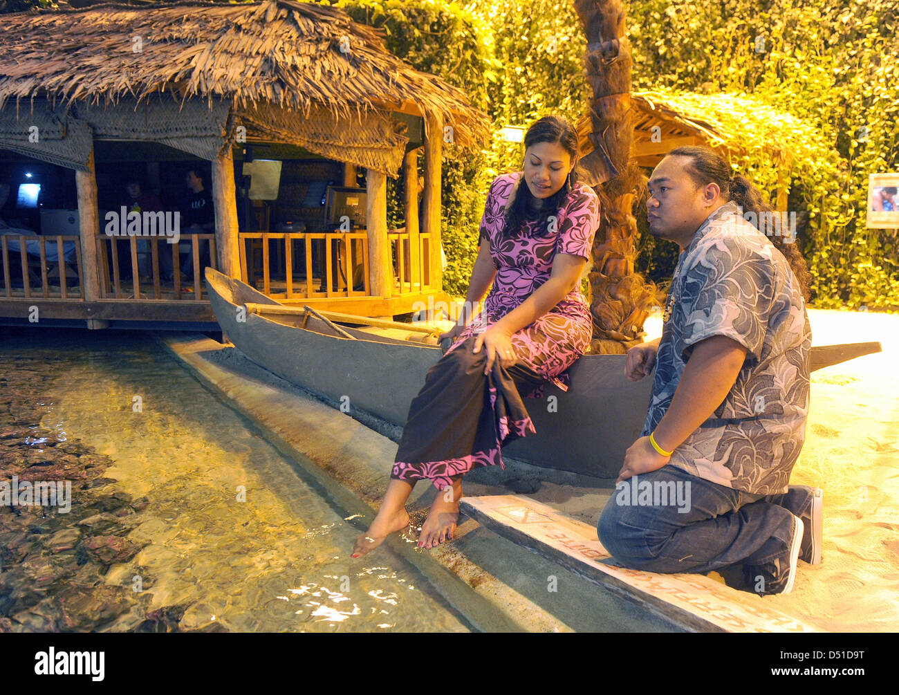Siblings Yaniah Toloa (R) and Jewel Toloa from Samoa are guests of the ...