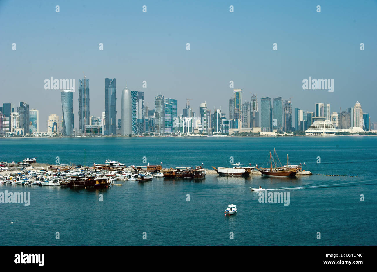 A blue sky can be seen over the skyline of Doha, Qatar, 25 November ...