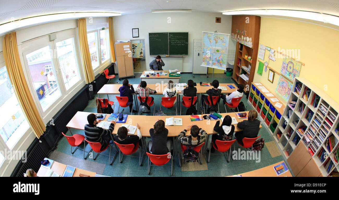 Students sit in a class room at a Hauptschule in Arnsberg, Germany, 6 ...