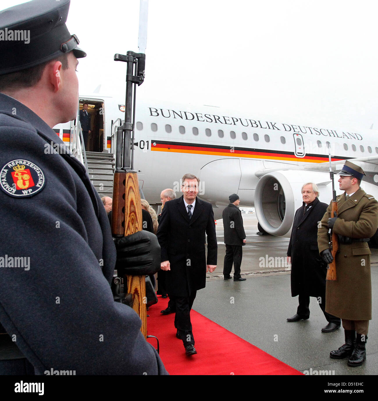 German president Christian Wulff is received with military honour at ...