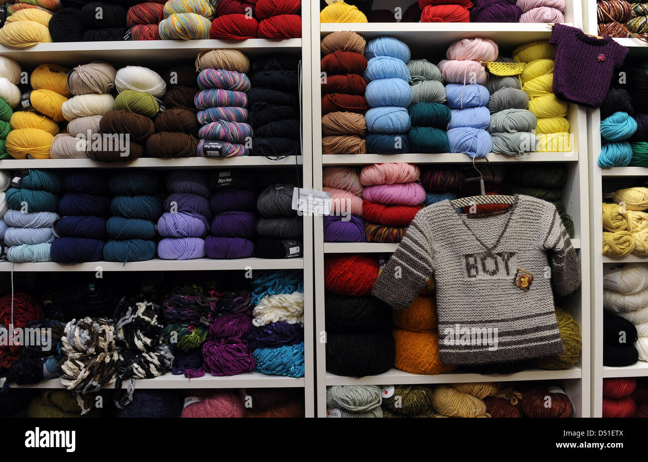 Shelves with colourful balls of wool are pictured in the shop 'Whool ...
