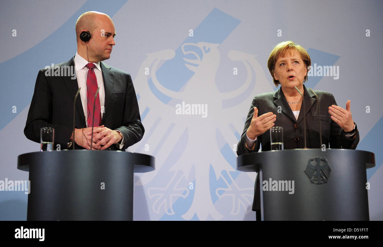 German Chancellor Angela Merkel and Swedish Prime Minister Fredrik ...