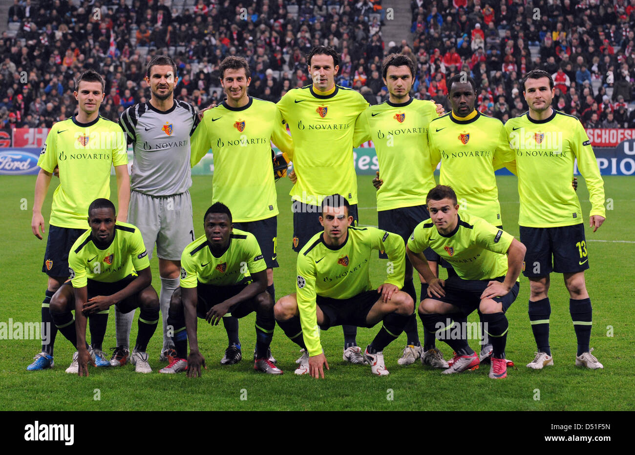Basels's team (back L to front R) Valentin Stocker, Franco Constanzo ...