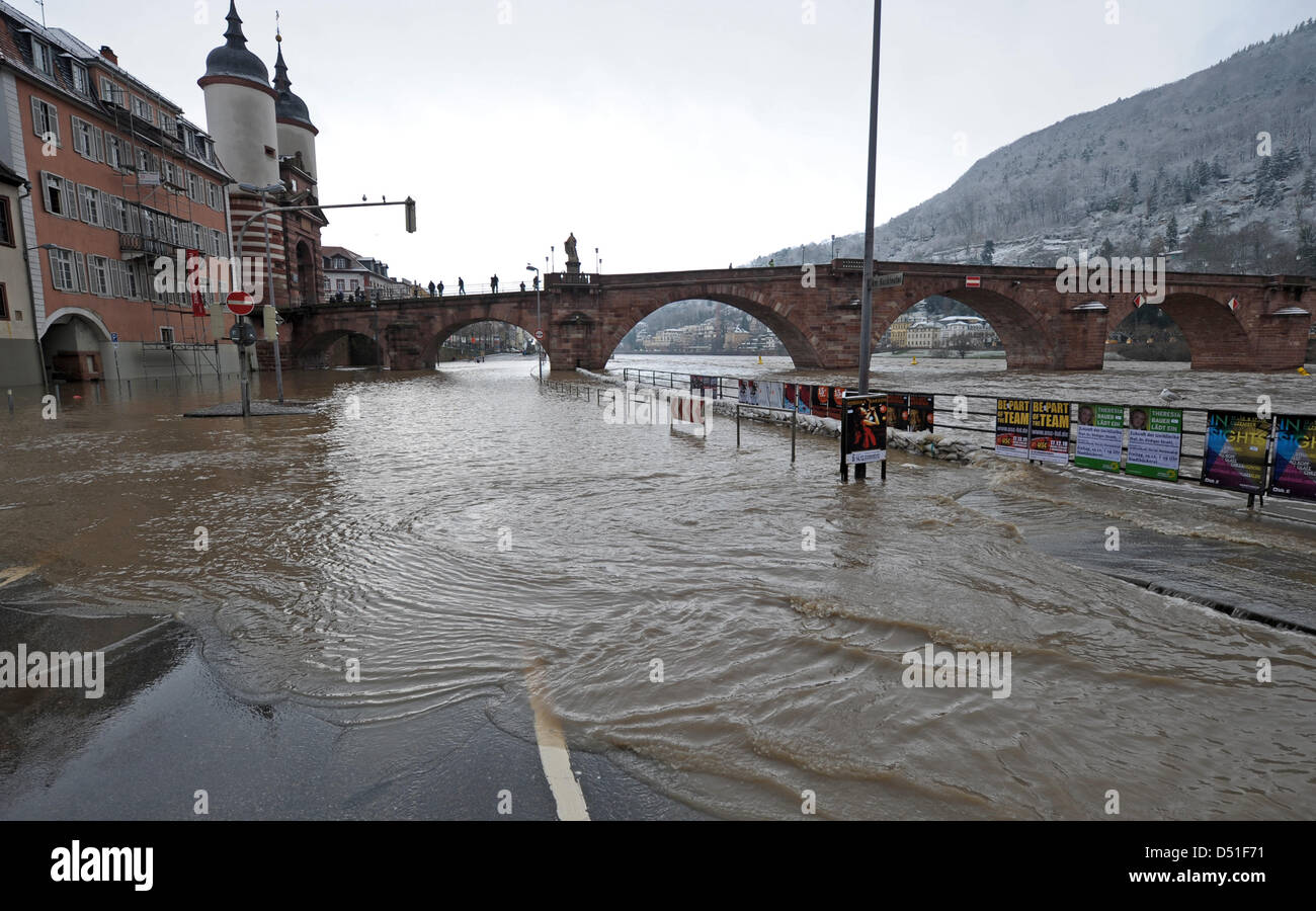 A street near the Old Bridge is flooded in Heidelberg, Germany, 09 ...