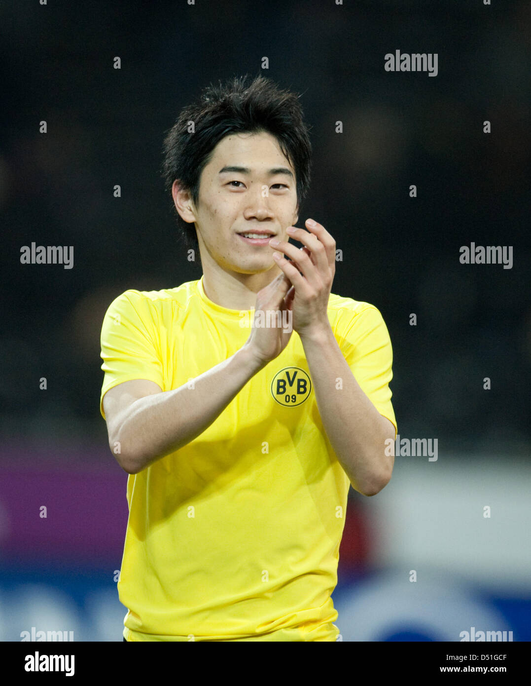 Dortmund's Shinji Kagawa cheers during a German Bundesliga match of ...