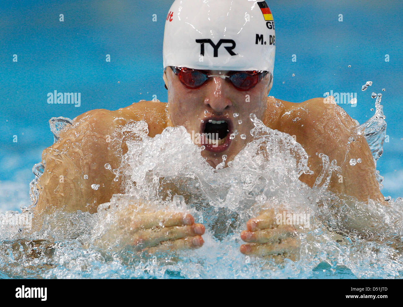 German swimmer Markus Deibler is pictured during his 100m medley heat ...