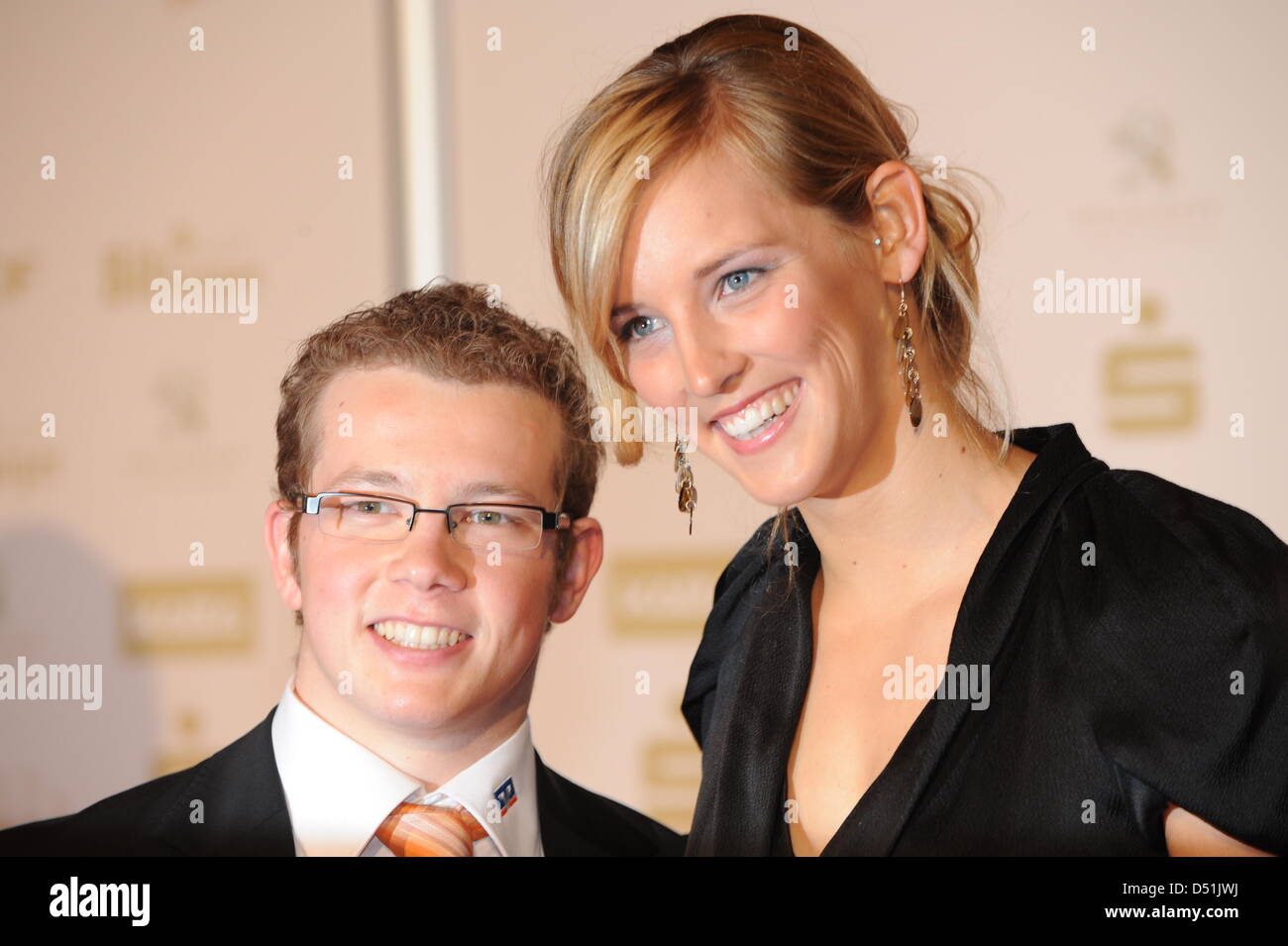 Gymnas Fabian Hambuechen and canoeist Jasmin Schornberg attend the red ...