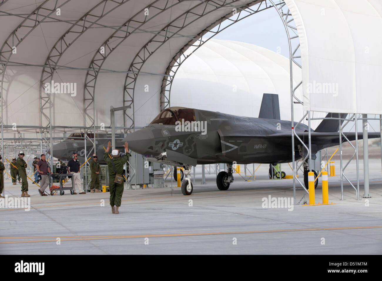 A US Marine Corps F-35B Lightning II stealth fighter aircraft is ...