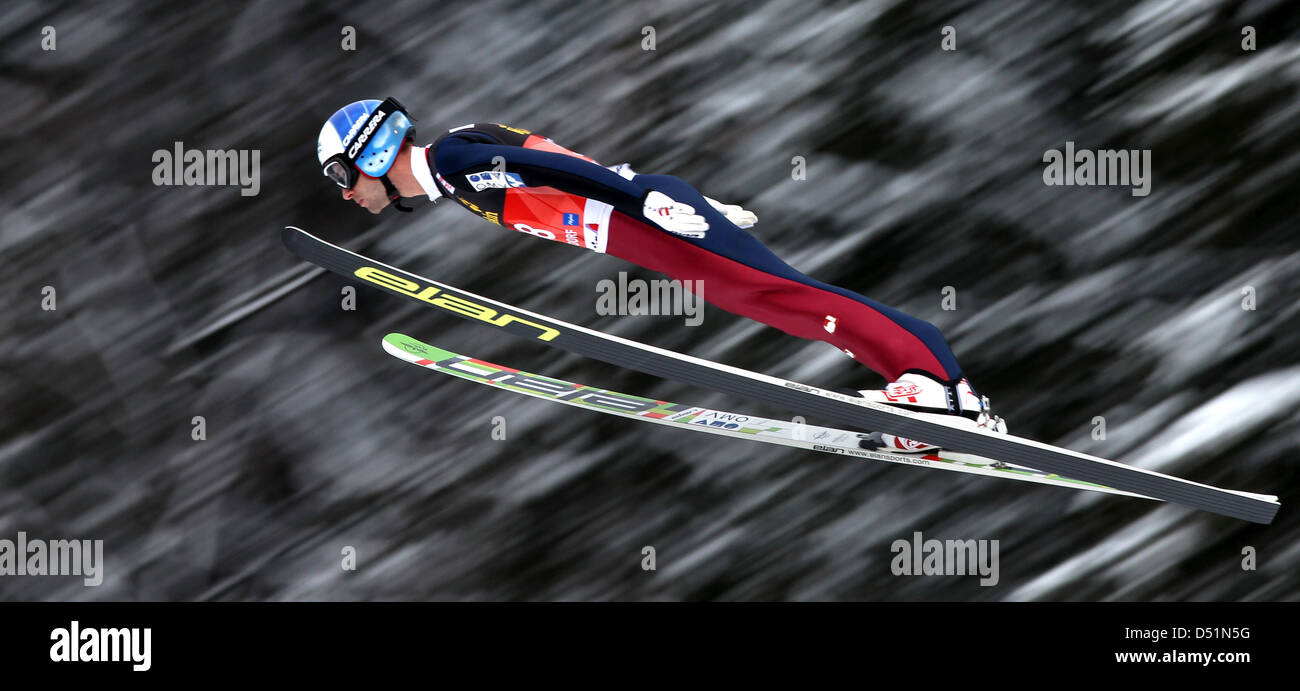 Austrian ski jumper Wolfgang Loitz jumps from Schattenberg Hill during ...