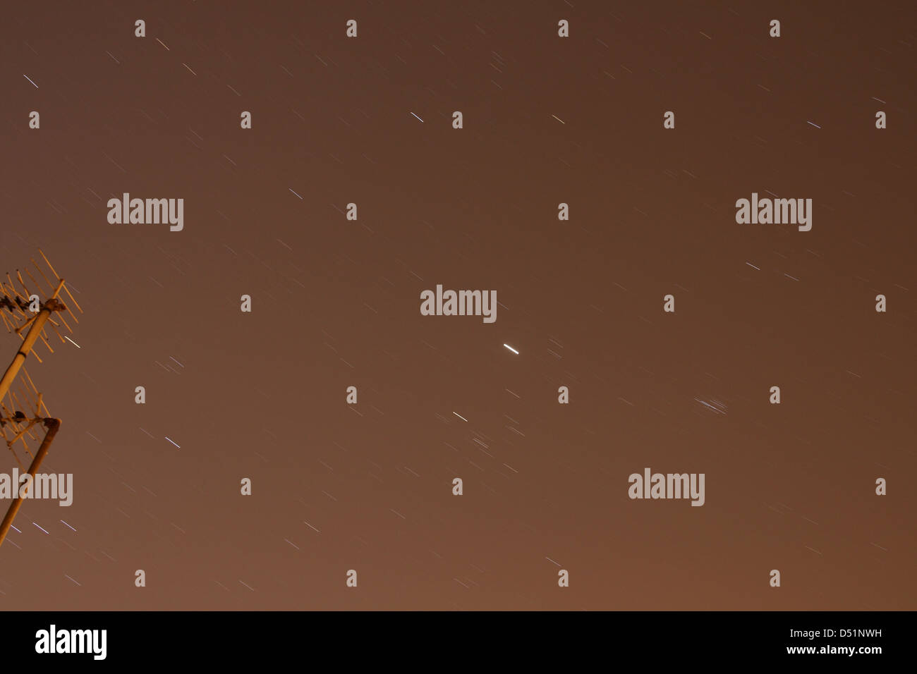 Time delay image of the winter night sky over London, UK, demonstrating ...