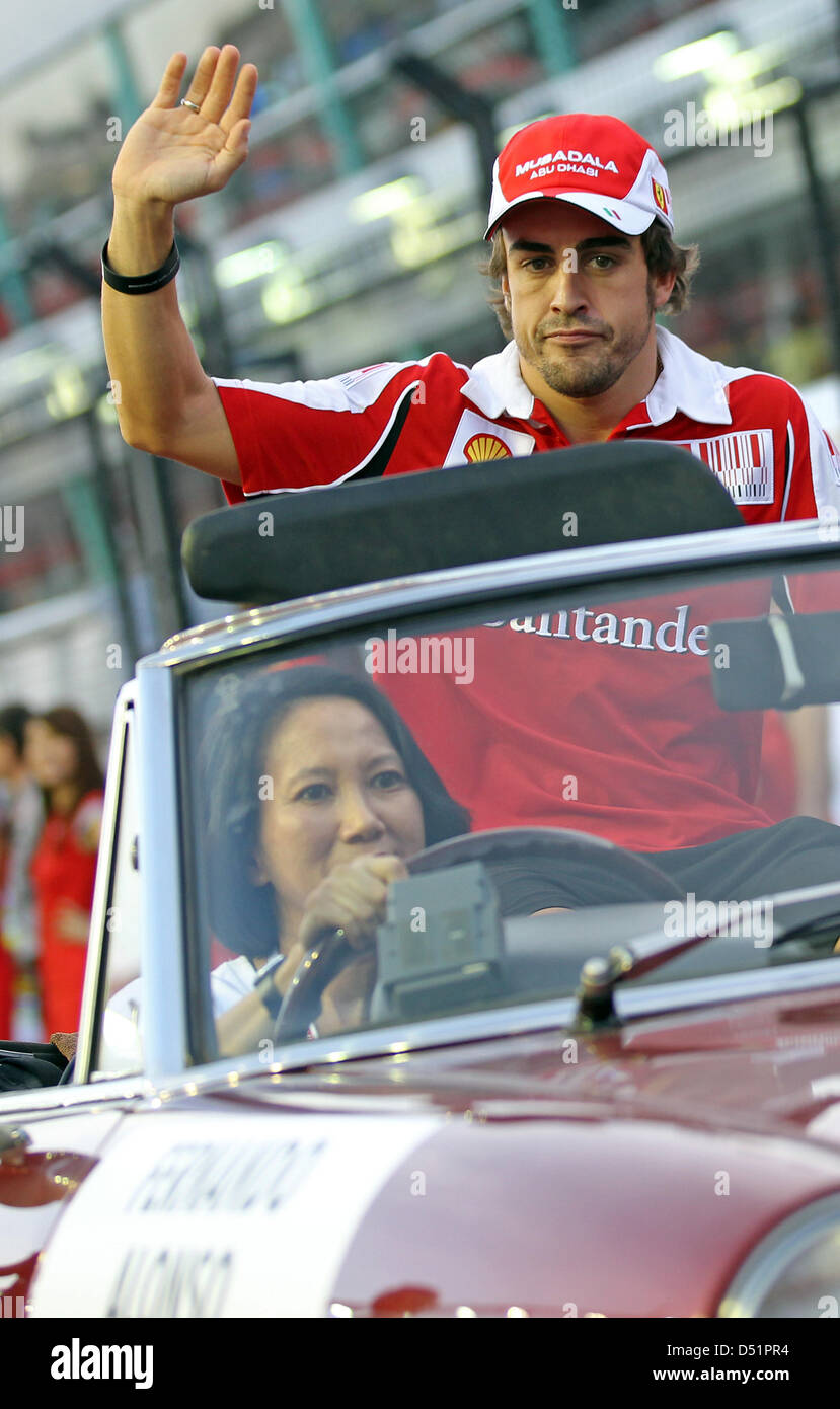 Spanish driver Fernando Alonso of Scuderia Ferrari during the drivers ...