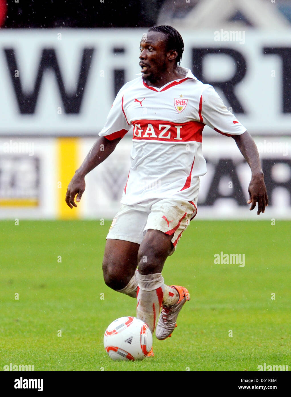 Stuttgart's Arthur Boka controls the ball during German Bundesliga ...
