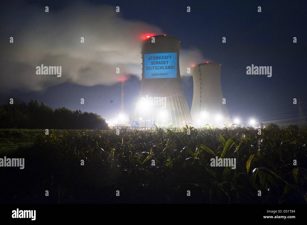 A Greenpeace handout picture of the slogan 'Nuclear power harms Germany ...