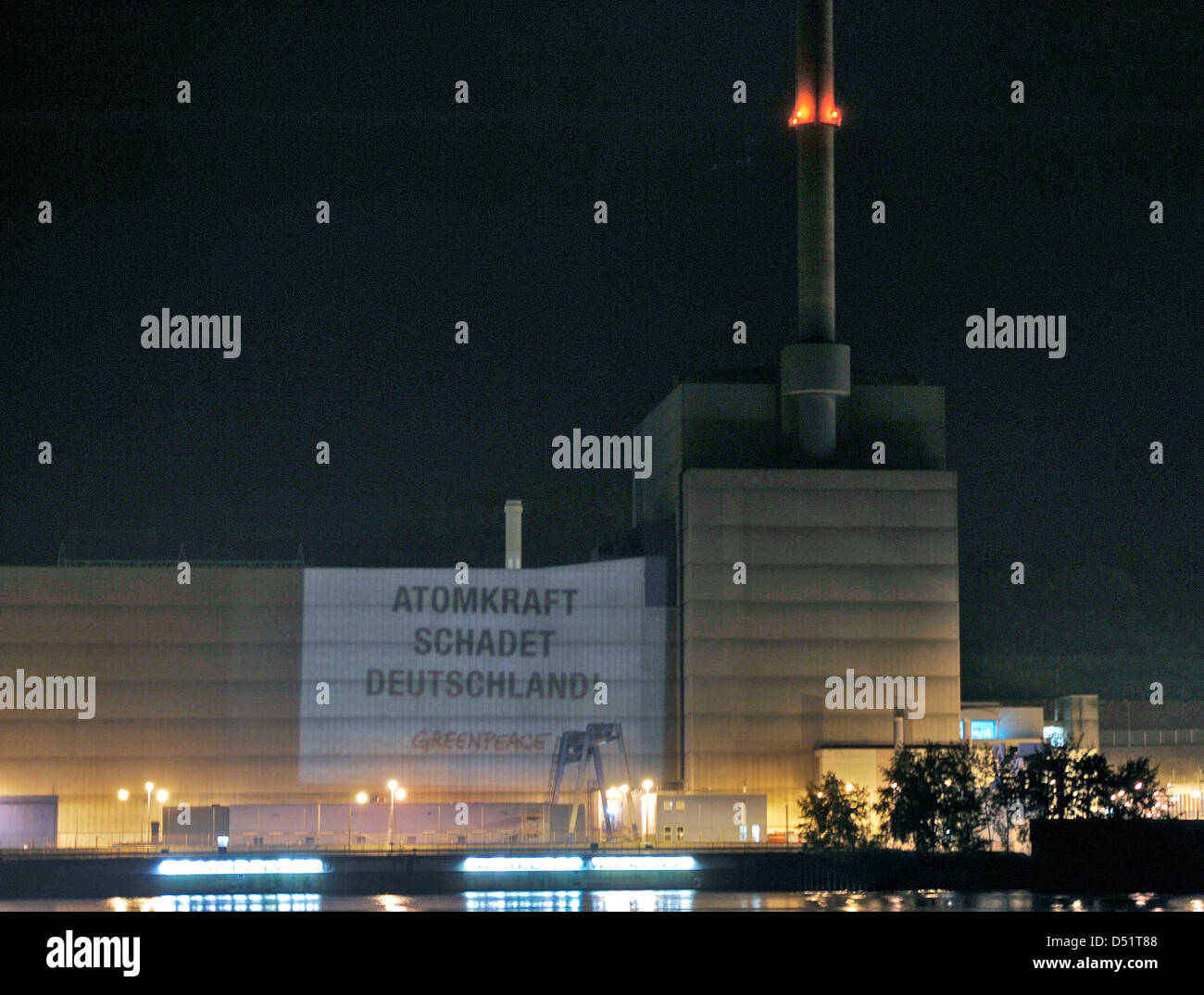 A Greenpeace handout picture of the slogan 'Nuclear power harms Germany ...