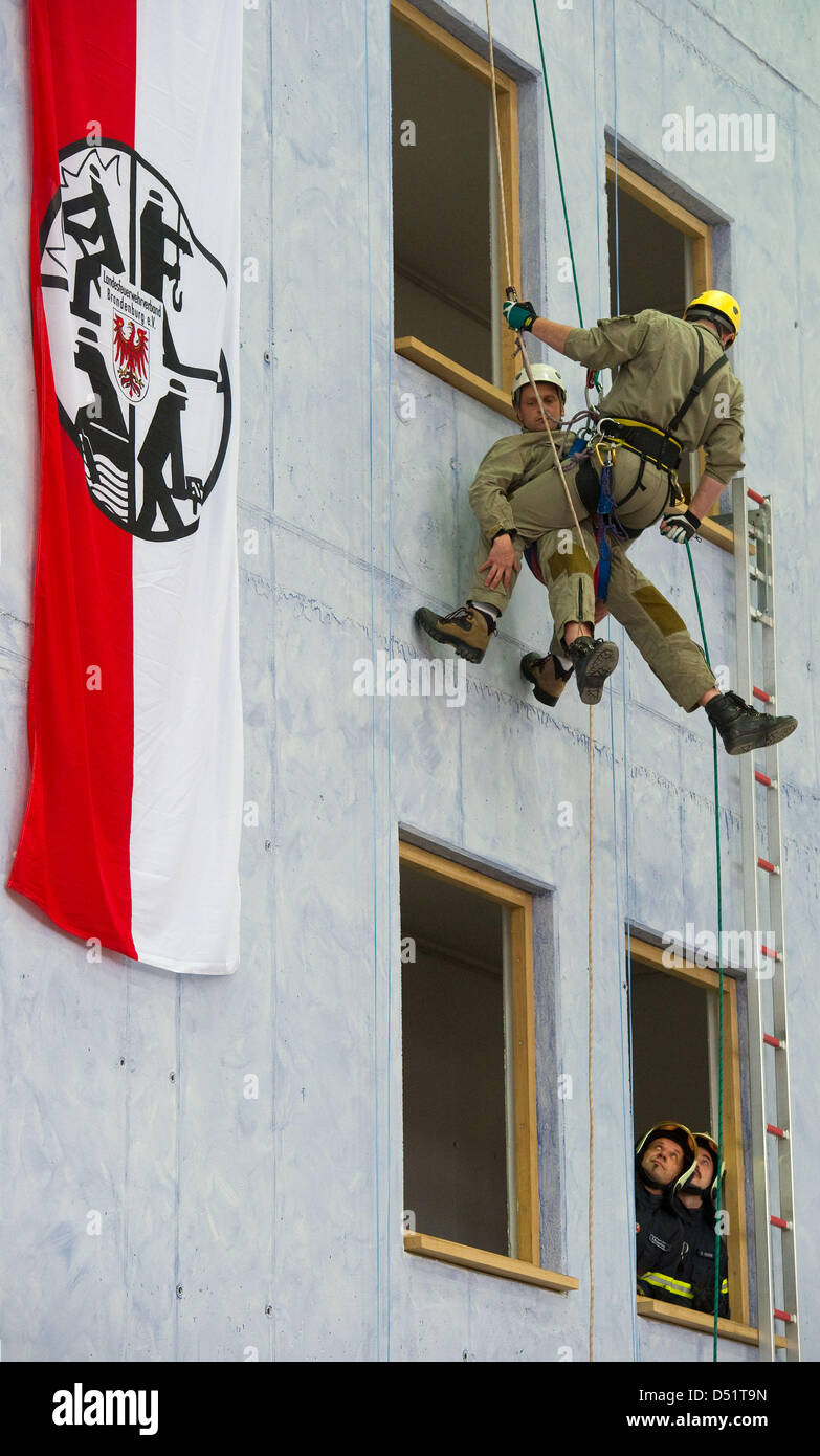 Firemen demonstrate an exercise at the inauguration of the new ...
