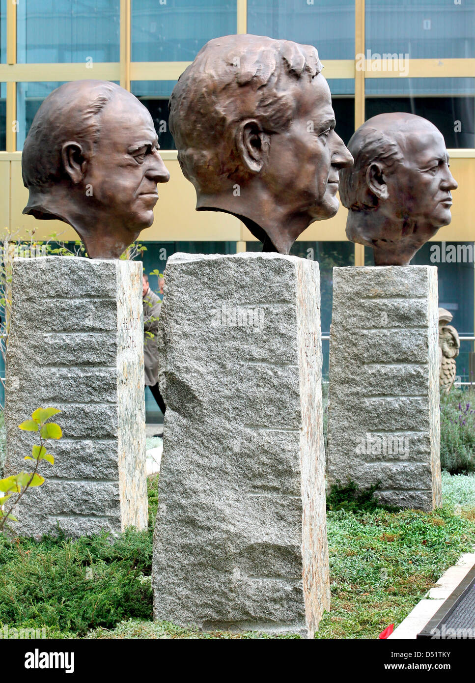The statues 'Fathers of the Unity' are featured at the Axel-Springer ...