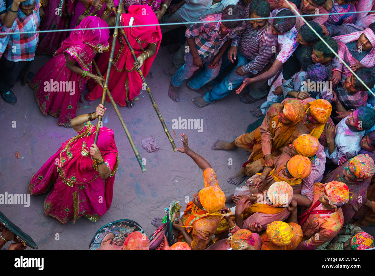 Lath mar Holi, women ritually fight off advances by men from ...