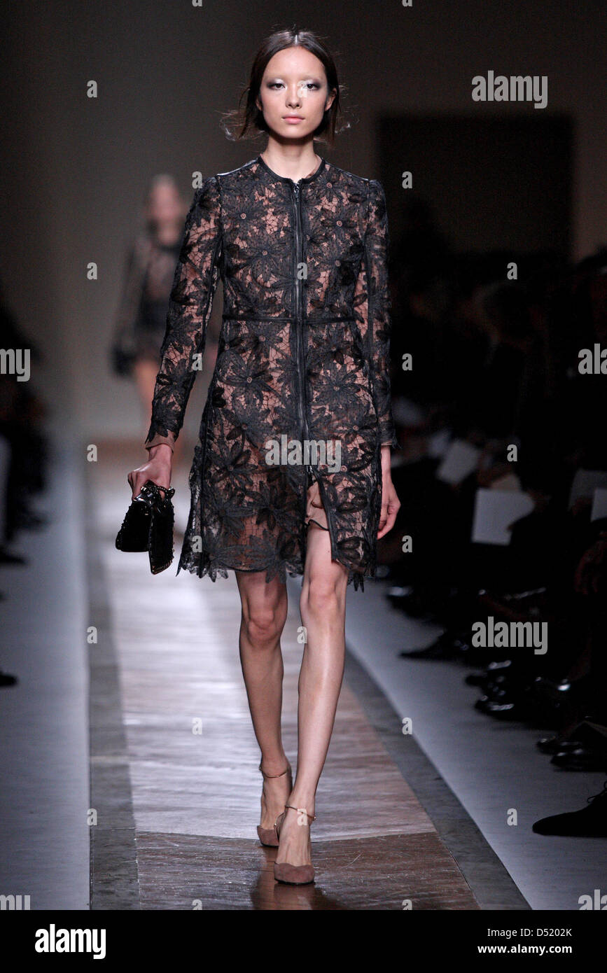A model presents a creation by Valentino from the Spring/Summer 2011 ...