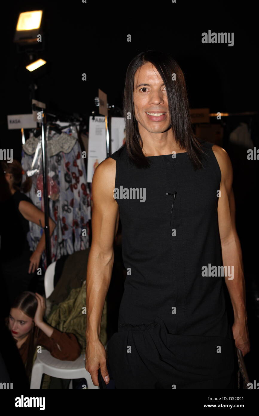 Model Jorge Gonzalez is pictured in the backstage area of the Spring ...