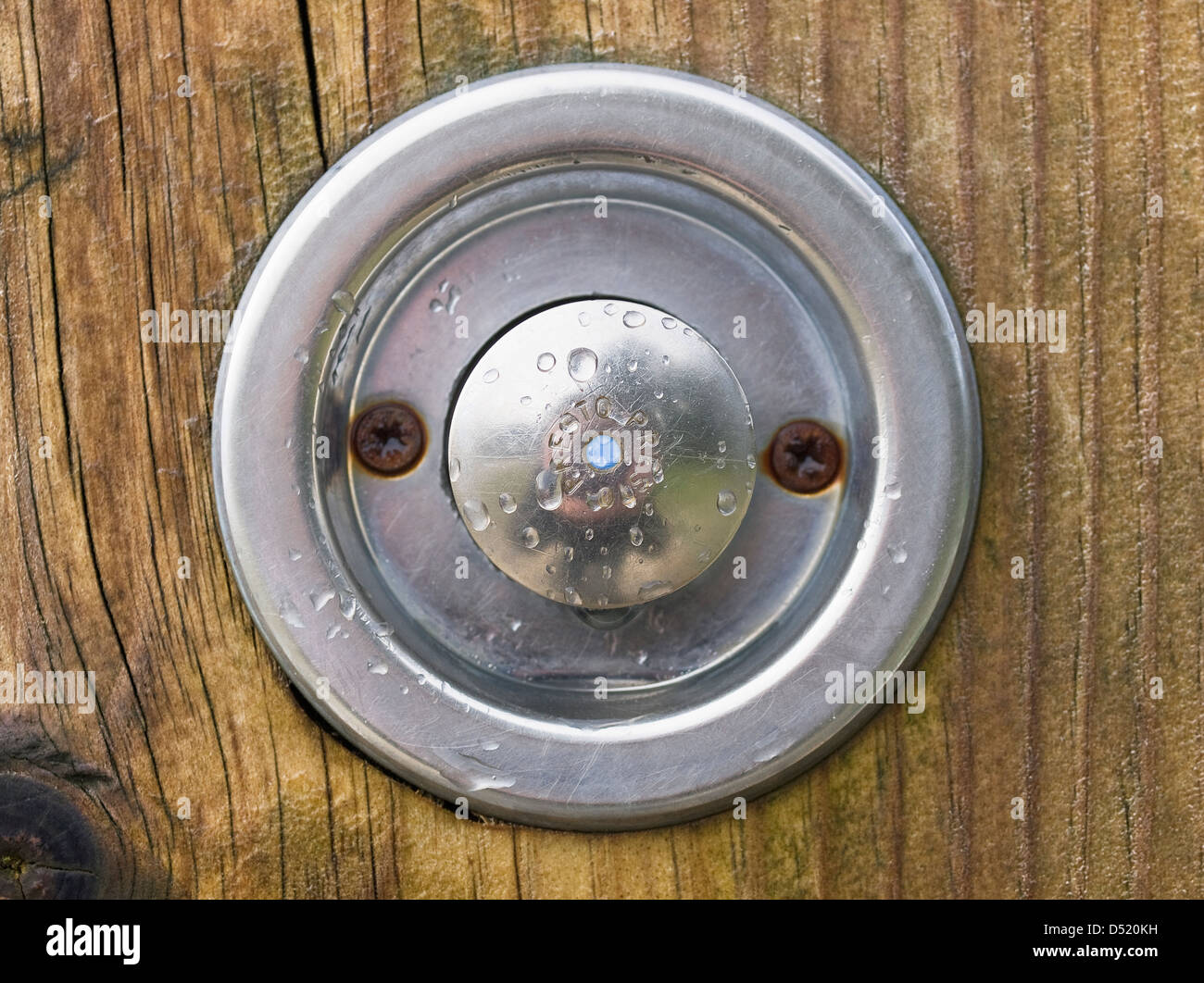 Push button with drops. Detail of a push button outdoors Stock Photo ...
