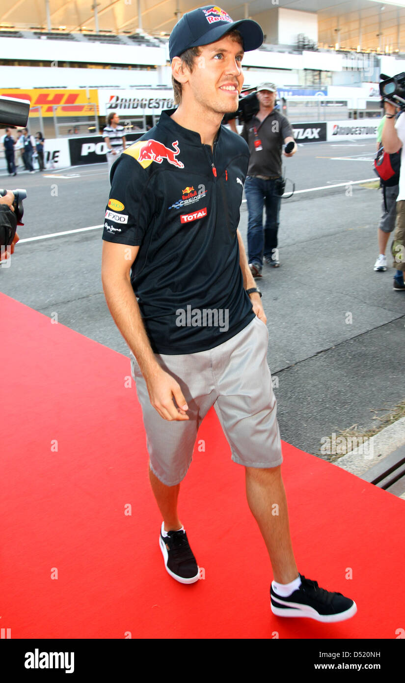 German driver Sebastian Vettel of Red Bull Racing at Suzuka Circuit in ...