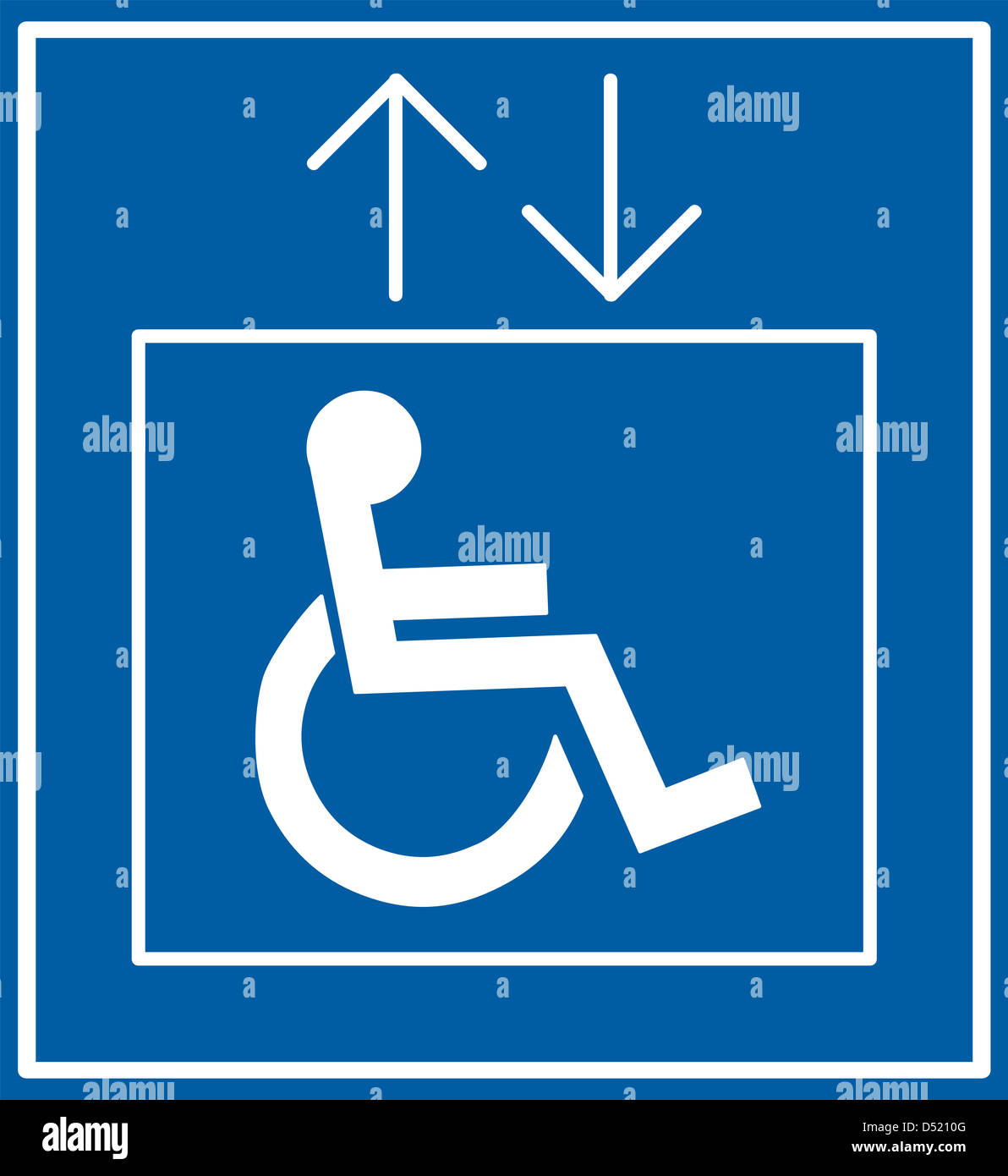 wheelchair elevator lift access sign for disabled men and women Stock ...