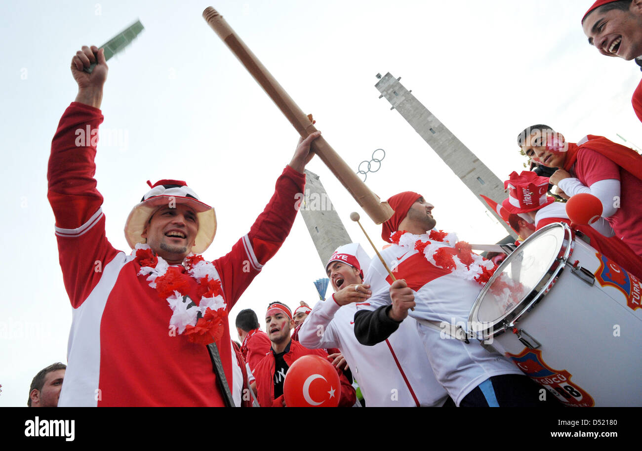 Turkish soccer fans celebrate their team at the Olympic Stadium in ...