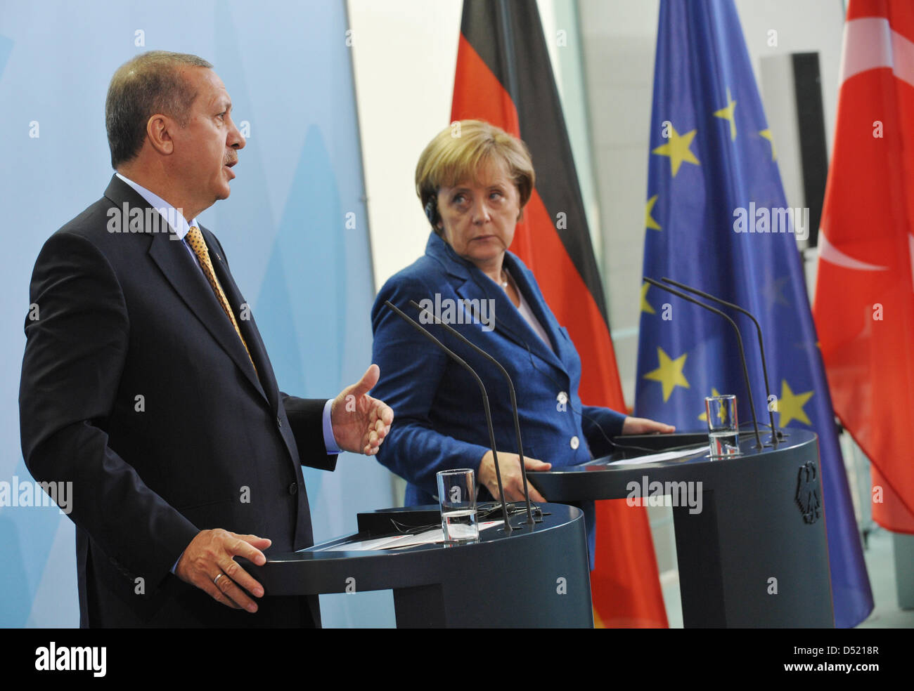 German Chancellor Angela Merkel and Turkish Prime Minister Recep Tayyip ...