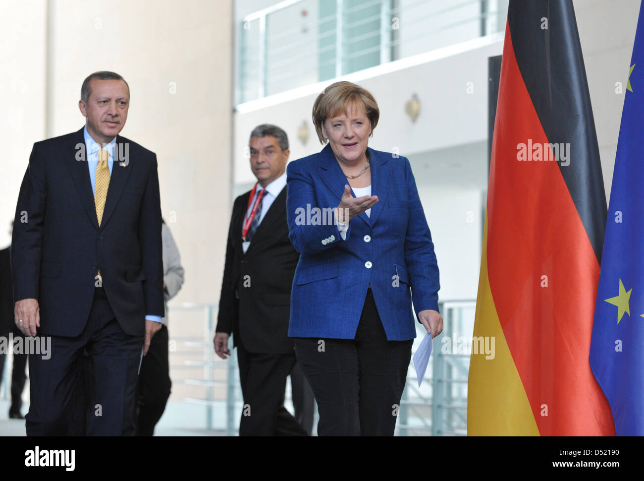 German Chancellor Angela Merkel and Turkish Prime Minister Recep Tayyip ...