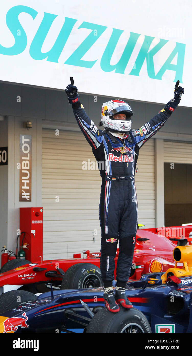 German formula one driver Sebastian Vettel of Team Red Bull stands on ...