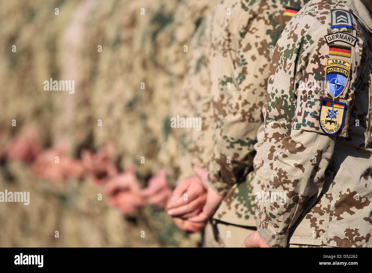 German Bundeswehr soldiers stand in line as the logistics batallion 171 ...
