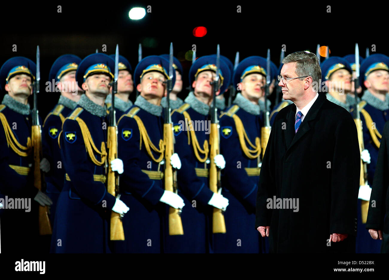 German President Christian Wulff is welcomed with military honours at ...
