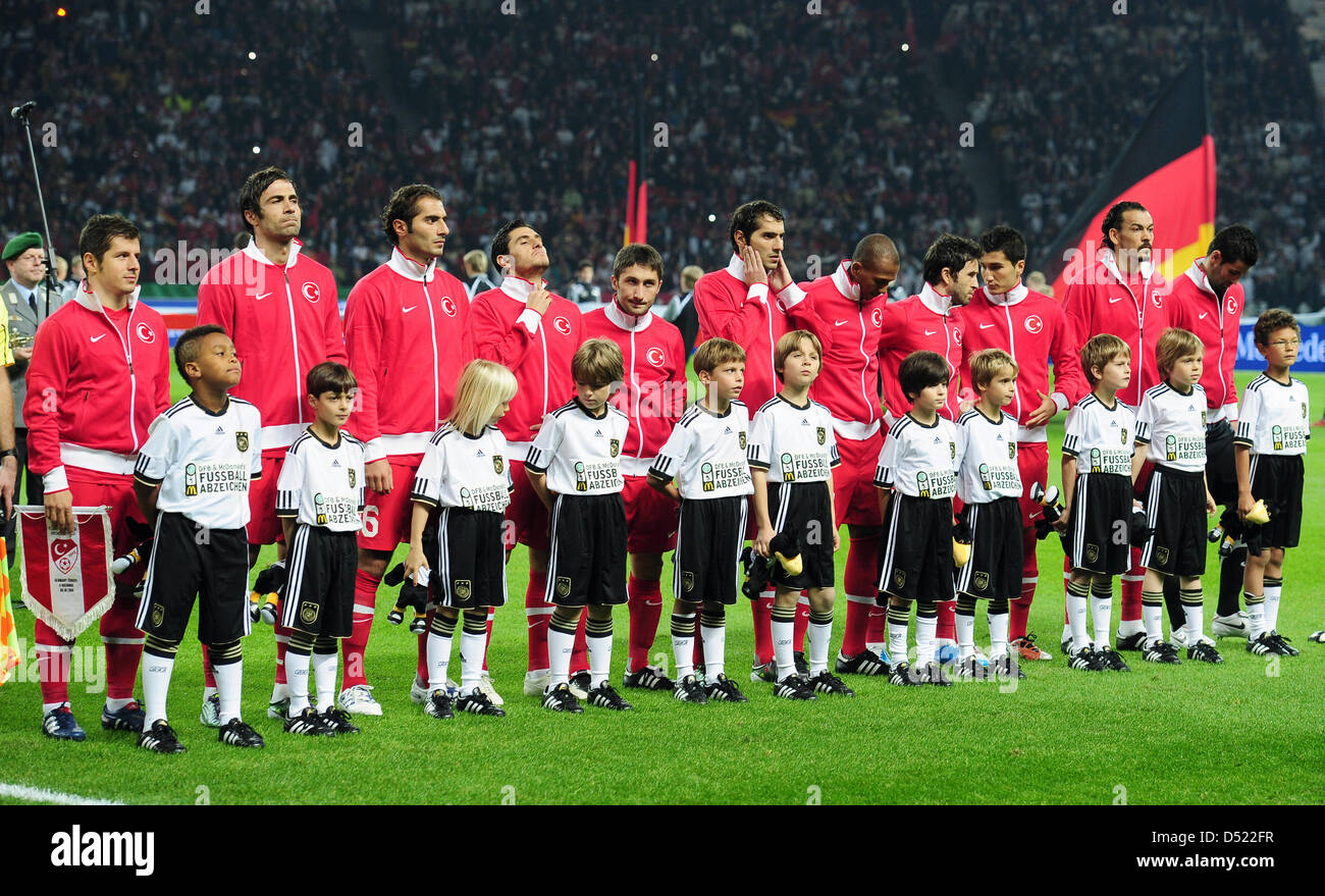 Turkey's squad lines up for the UEFA Euro 2012 qualifier Germany vs ...