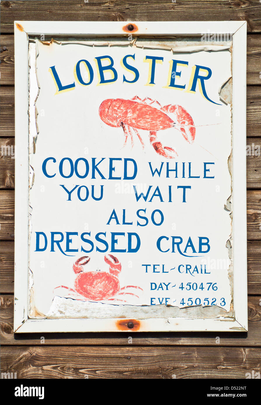 Lobster and dressed crab for sale sign in Crail village East Neuk of ...