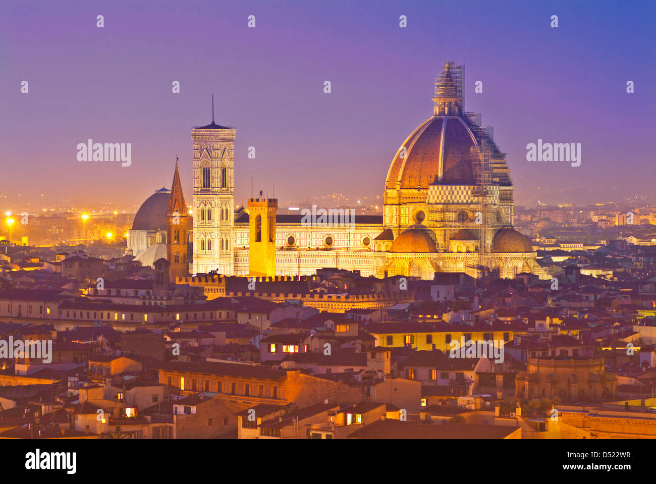Florence Duomo cityscape at night Italy EU Europe Firenze Stock Photo ...