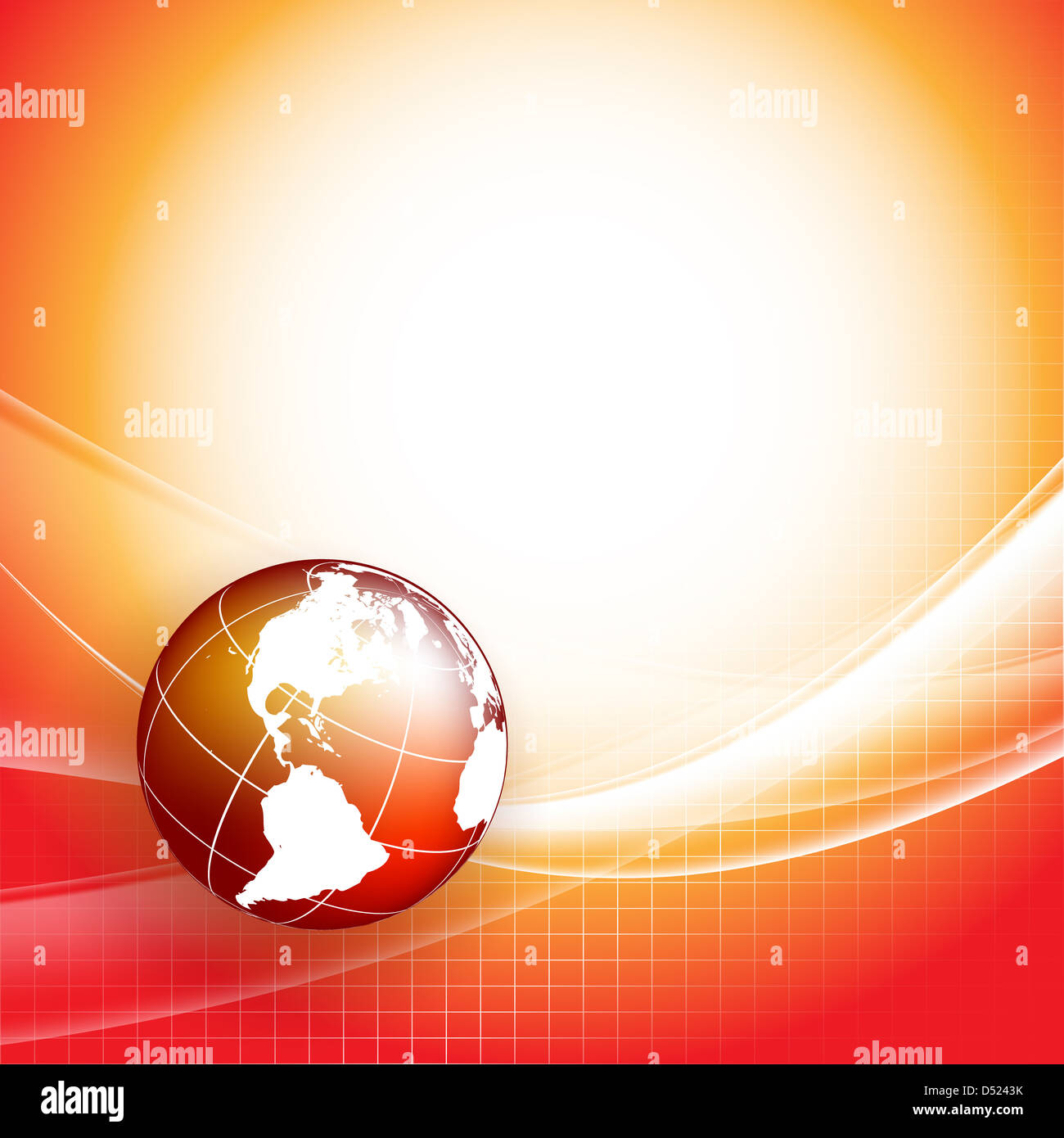 wavy lines with copy space and globe Stock Photo - Alamy