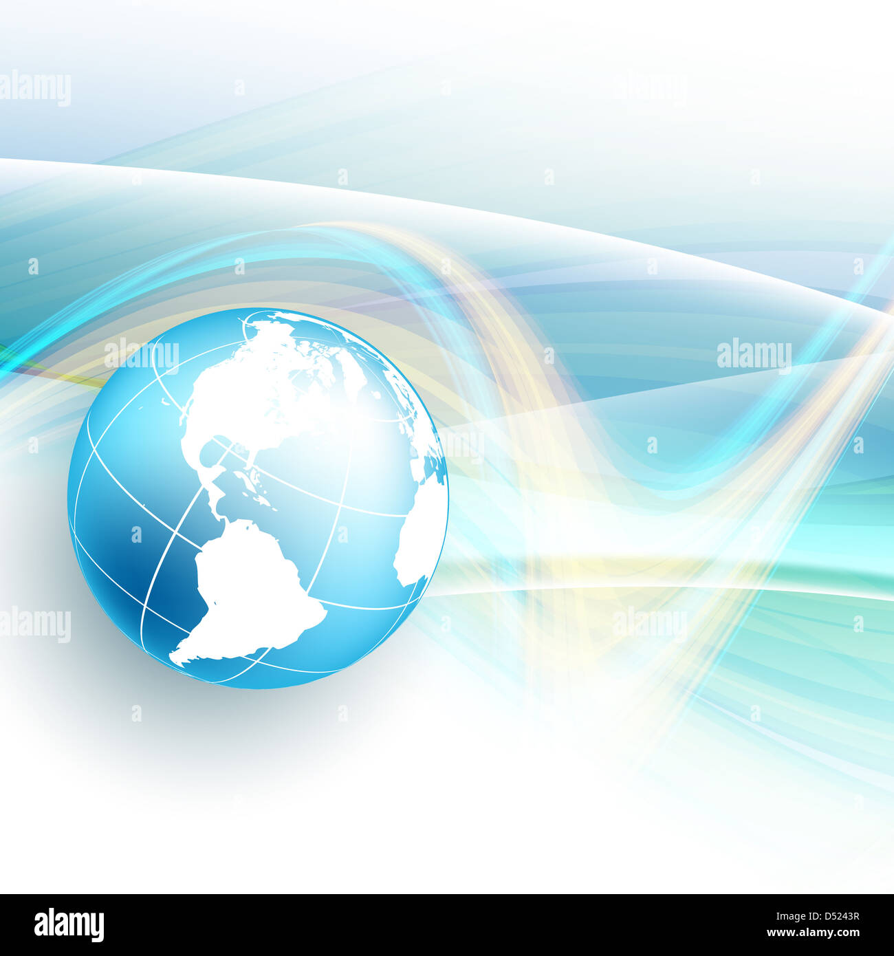 wavy lines with copy space and globe Stock Photo - Alamy