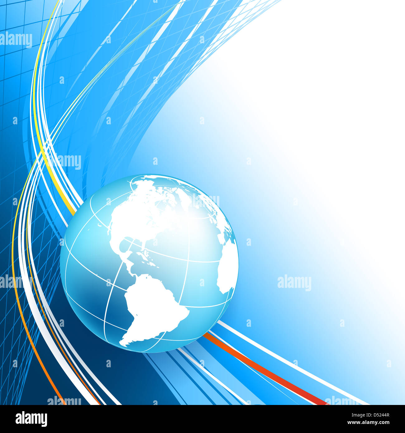 wavy lines with copy space and globe Stock Photo - Alamy