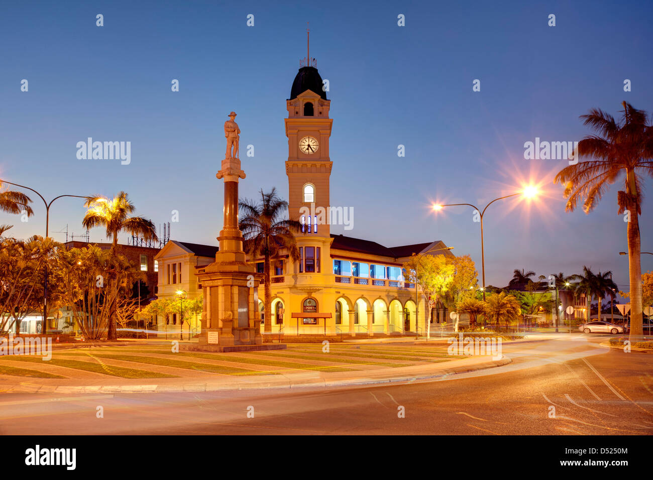 War memorial and clocktower of the Bundaberg Post Office Bourbong ...