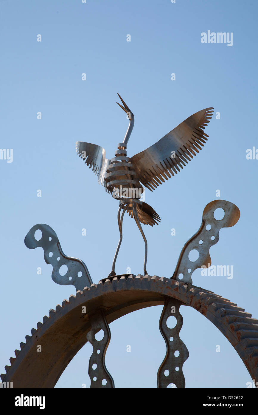Stainless Steel Brolga sculpture at the entrance to the Brolga Theatre ...