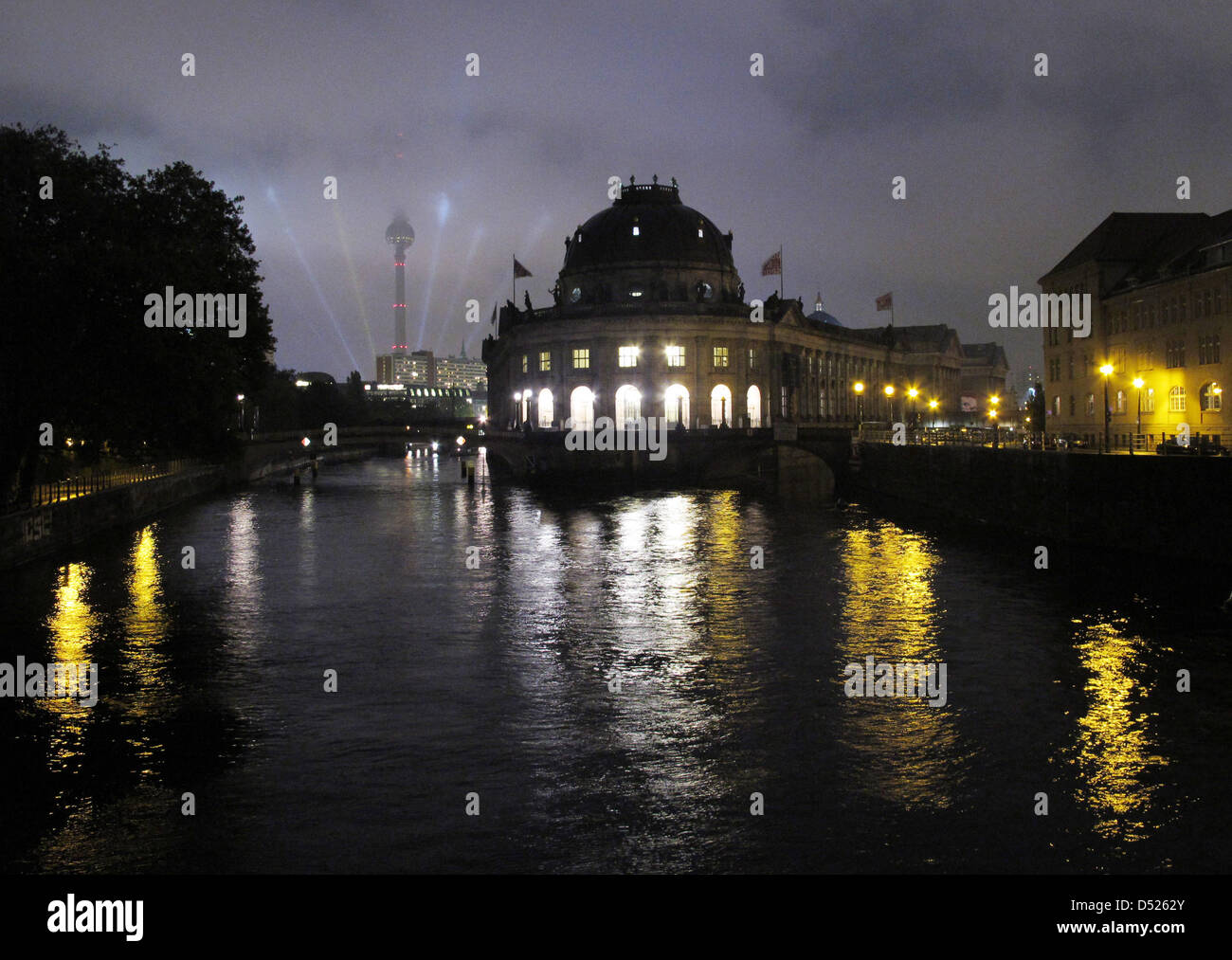 Colourful spots light up the sky around Alexanderplatz and the Museum's ...