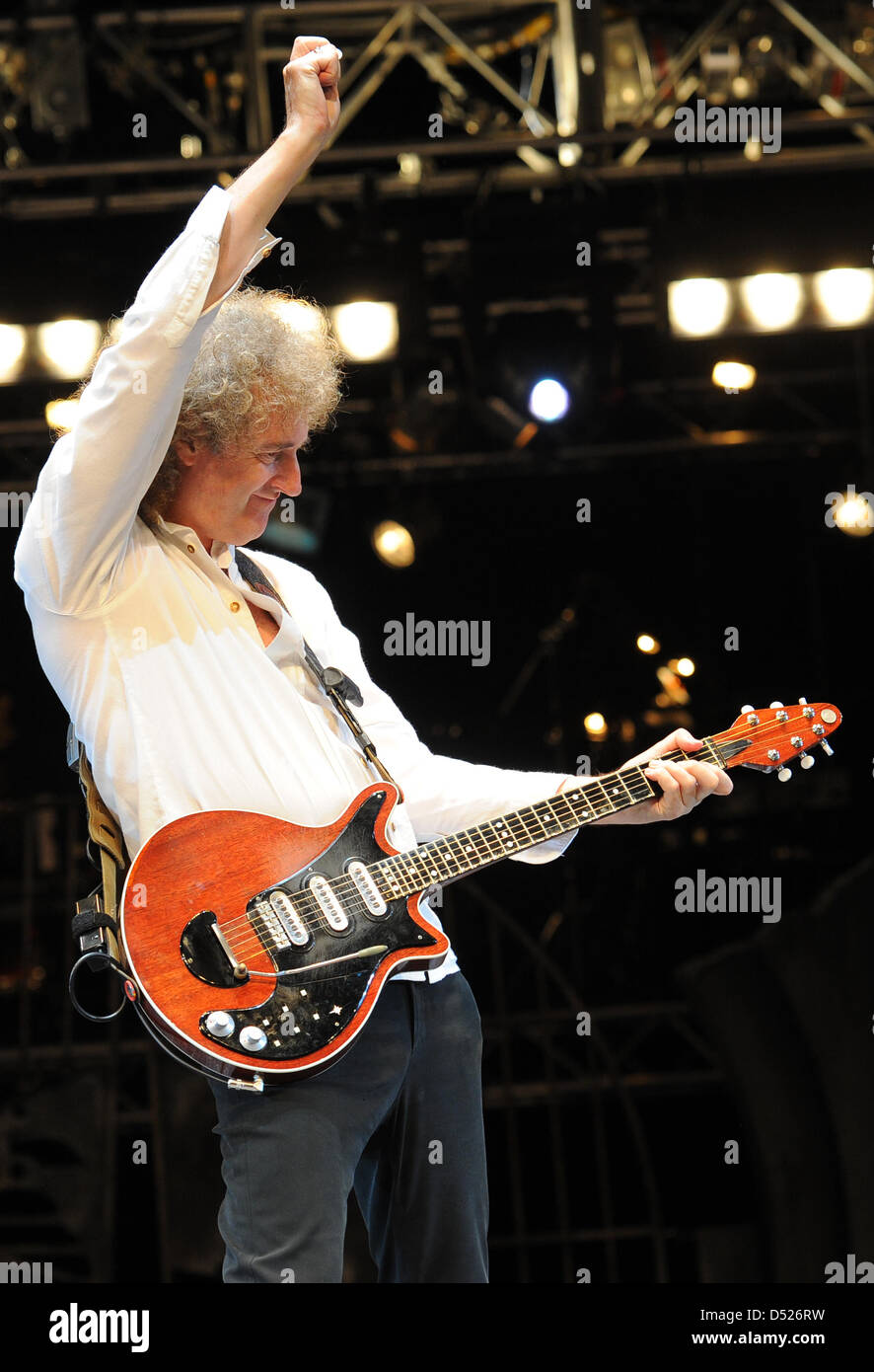 British musician Brian May of 'Queen' poses during rehearsals for the ...