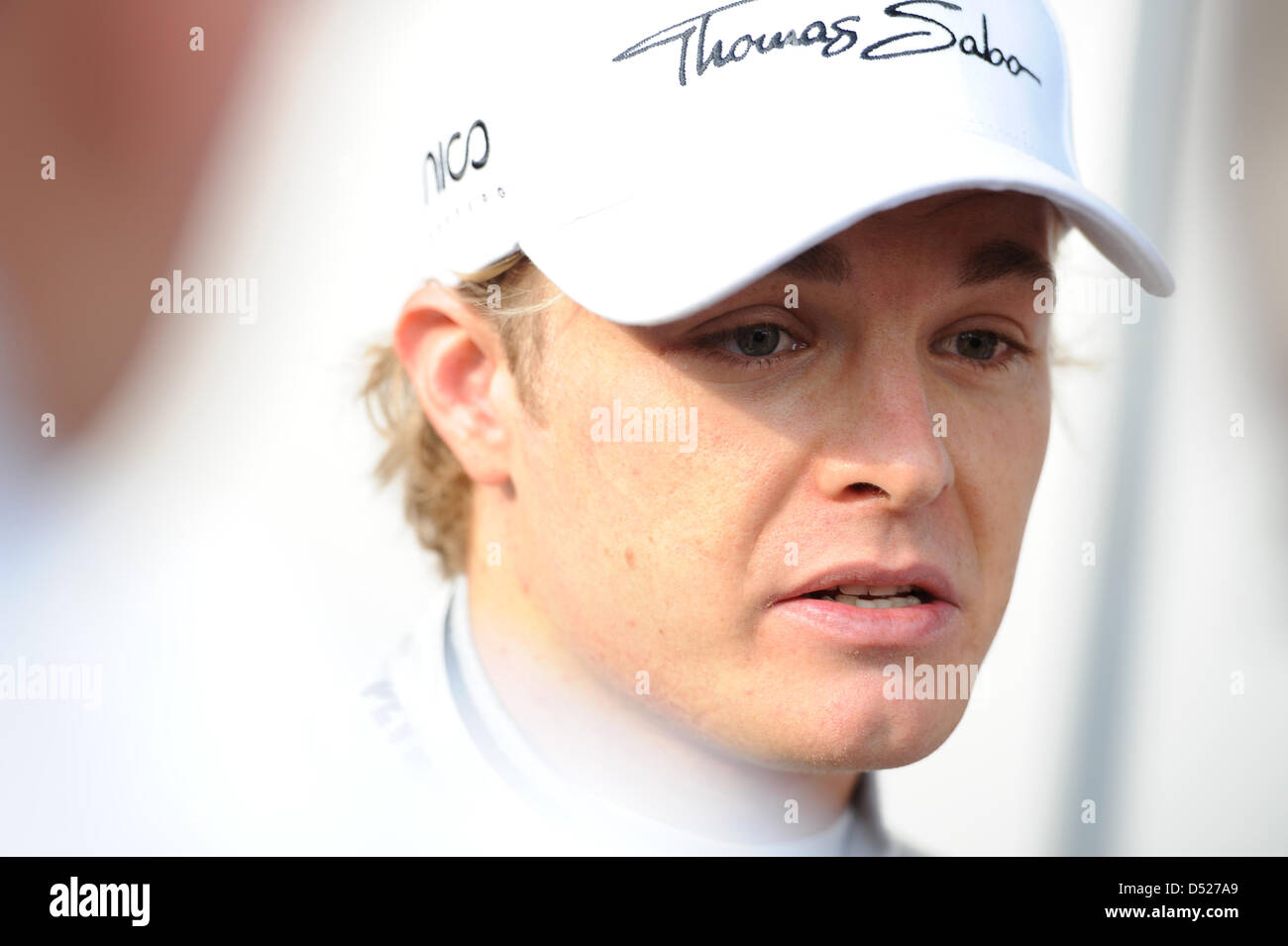 The German Formula One driver Nico Rosberg of Mercedes GP gives ...