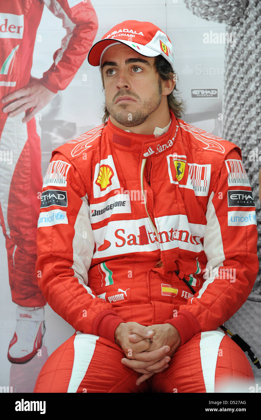 The Spanish Formula One driver Fernando Alonso of Ferrari sits in the ...