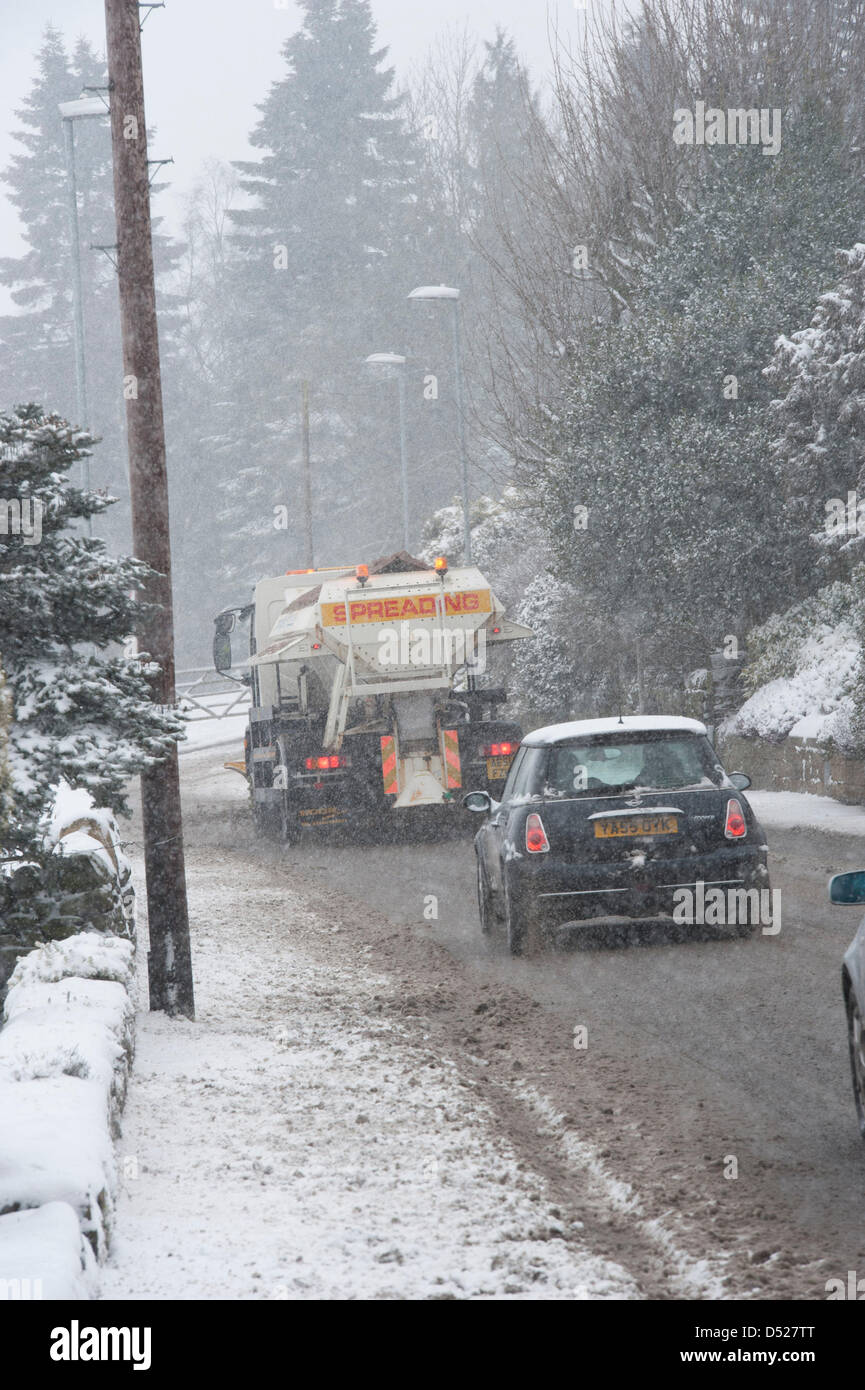 It is snowing heavily during spell of cold, snowy winter weather ...