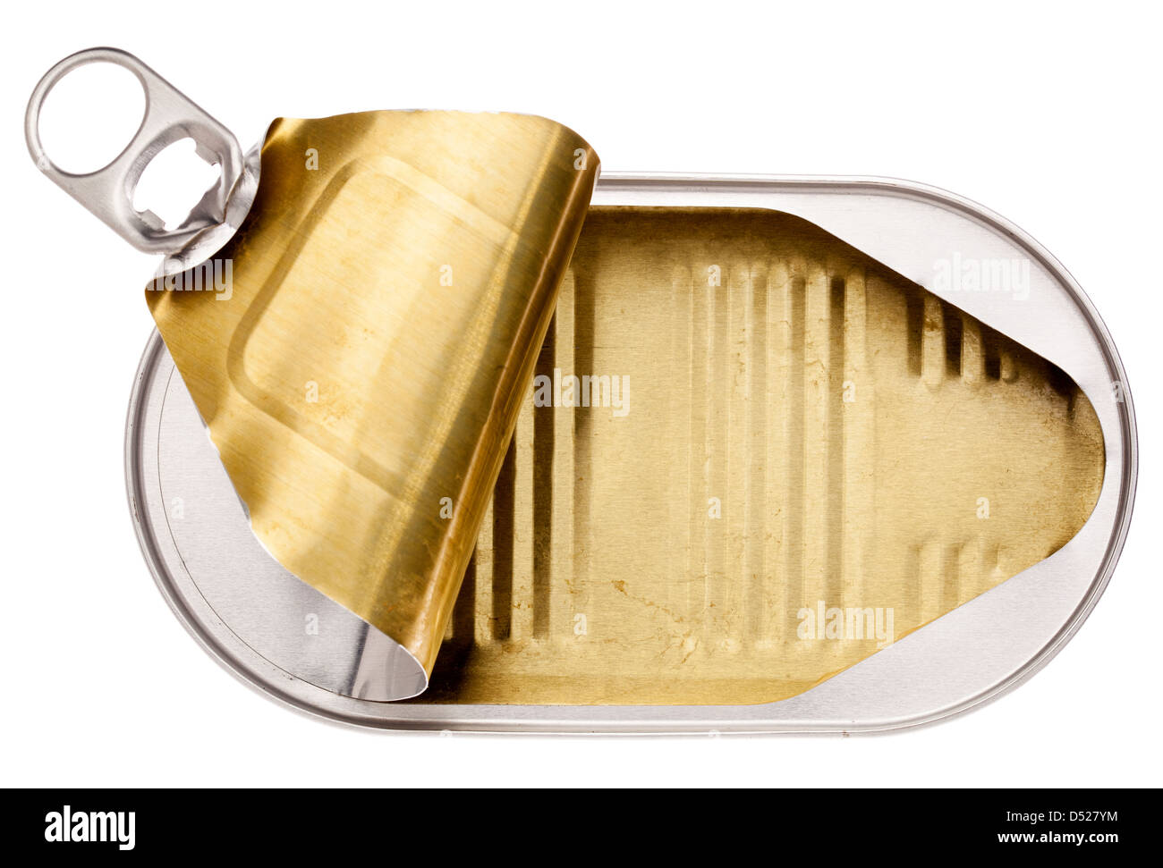 empty open tin can isolated on white Stock Photo - Alamy