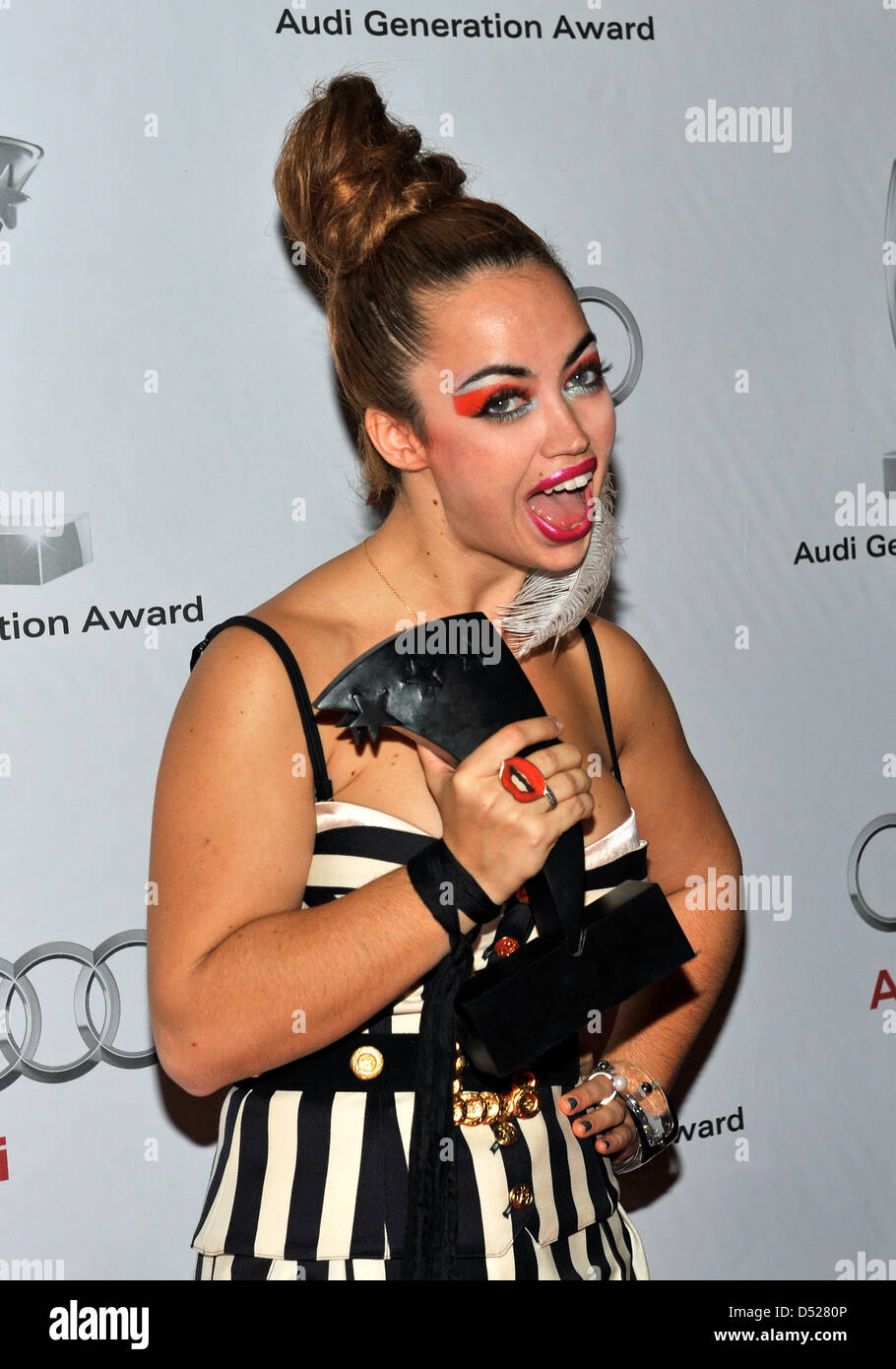 Singer and songwriter Aura Dione poses with her 'Audi Generation Award ...