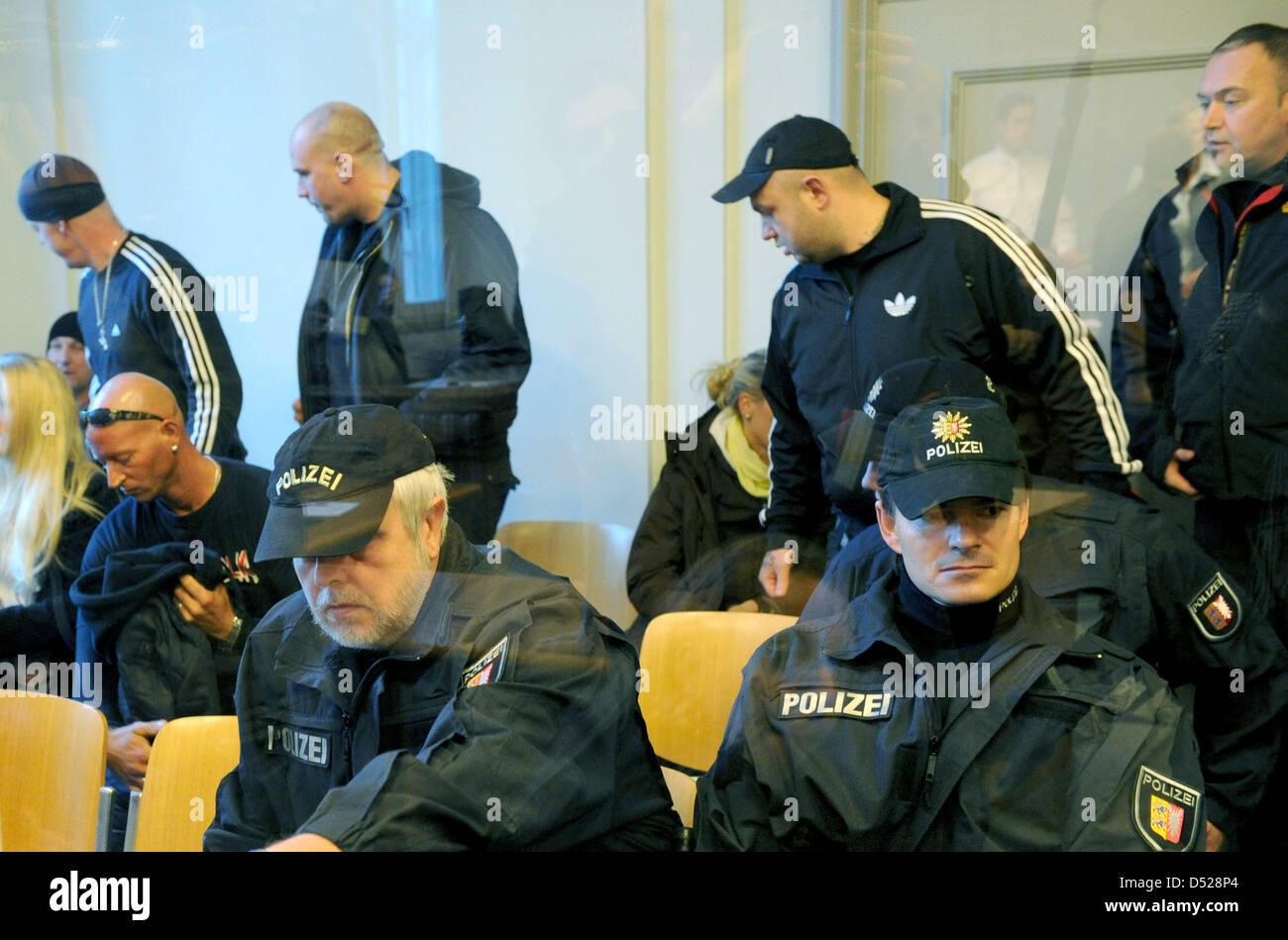 Alleged members of motorcycle club 'Bandidos' arrive as the trial on ...