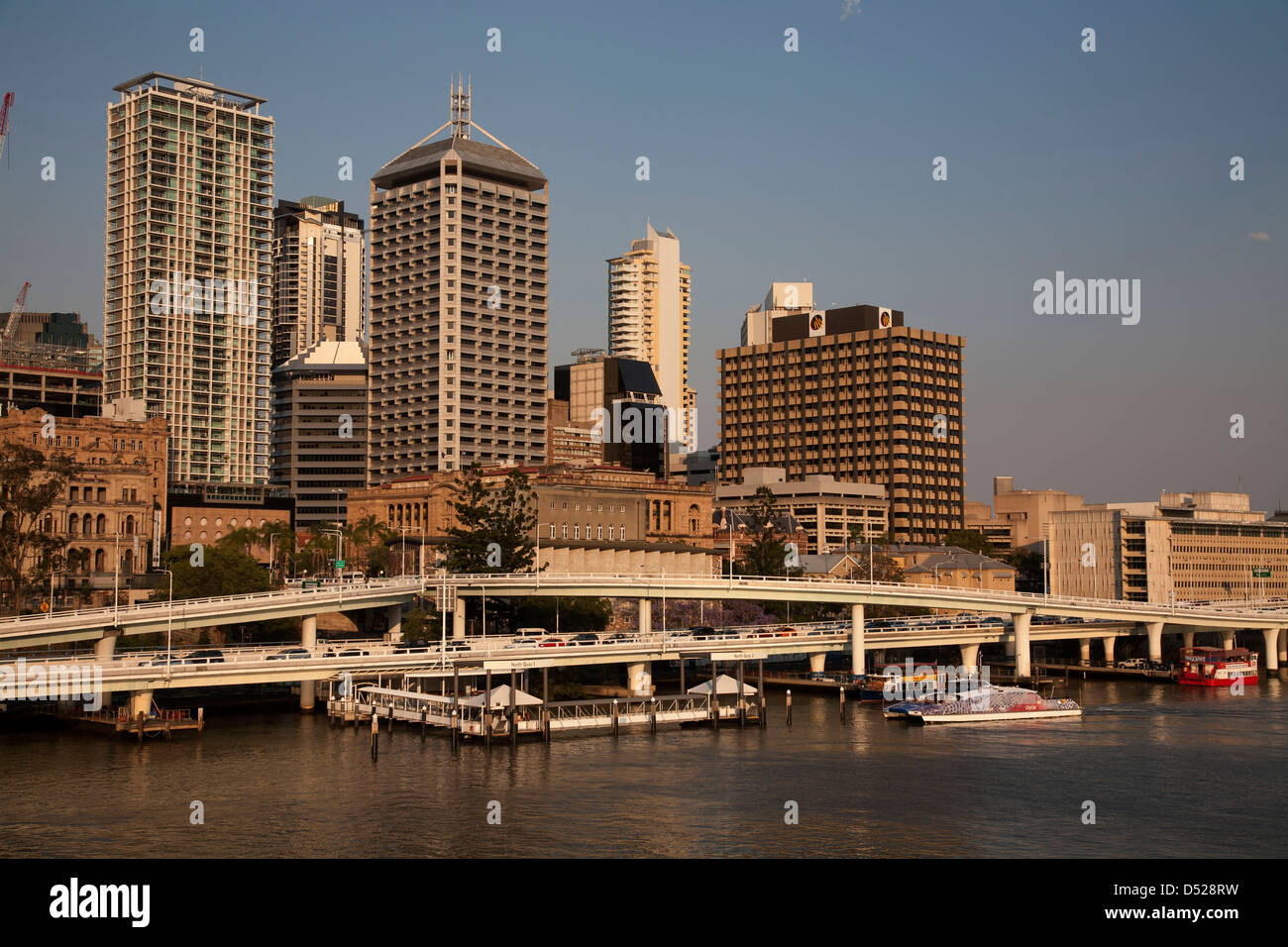 Brisbane City river ferry terminal in late afternoon sunlight Brisbane ...